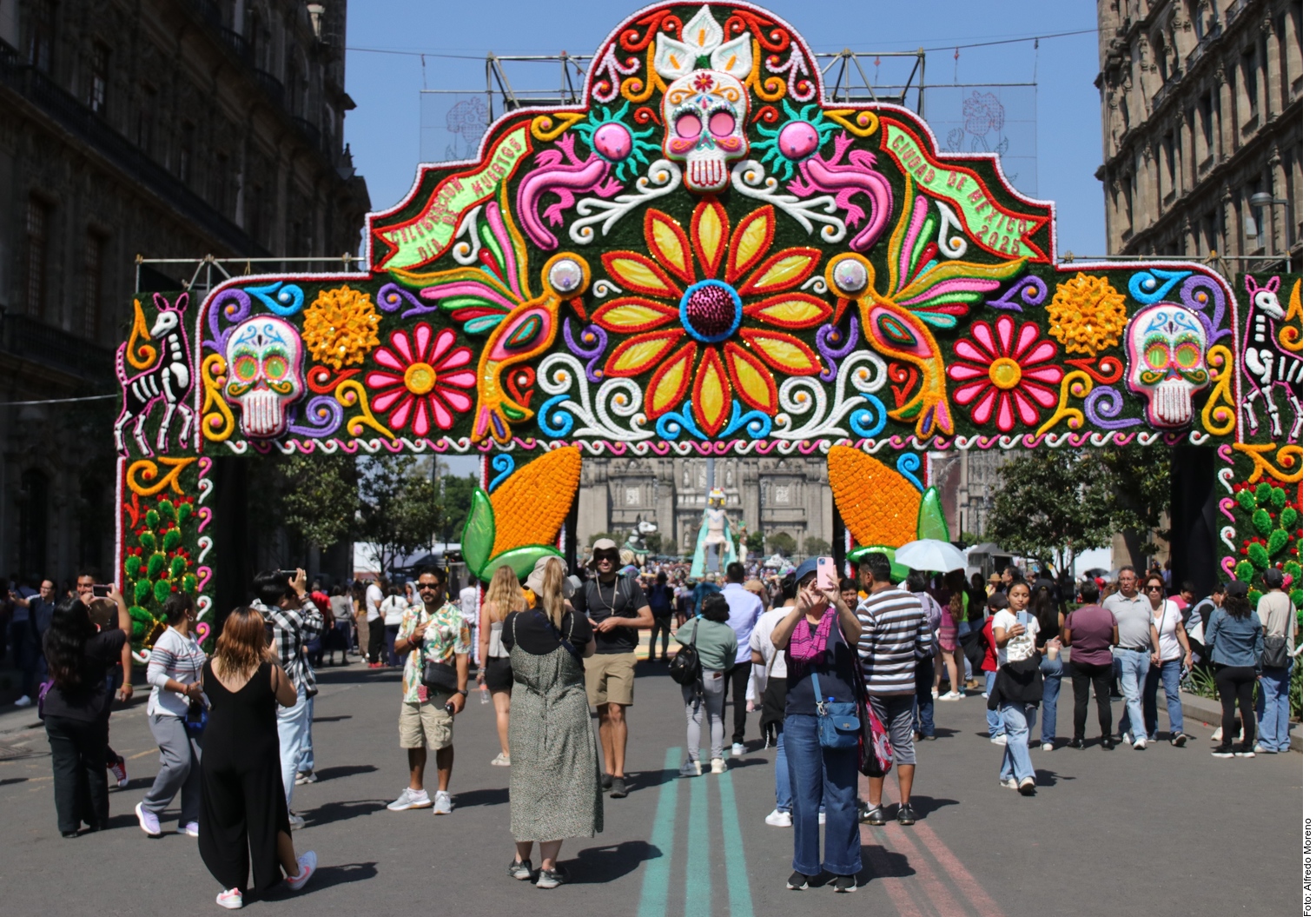 Visita ofrenda en Zócalo un gentío de ánimas - Luces del Siglo
